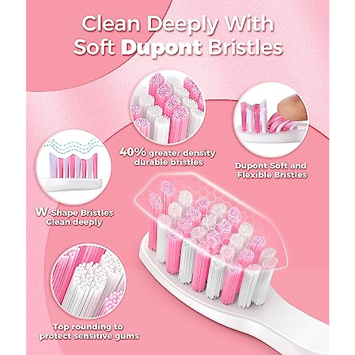 TEETHEORY Upgraded Version-Sonic Electric Toothbrush for Adults with 8 Brush Heads, Power Electric Toothbrush with 40000 VPM 5 Modes, Rechargeable Fast Charge 4 Hours (Pink)