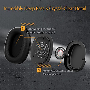 ASUS TUF Gaming H1 Wired Headset | Discord Certified Mic, 7.1 Surround Sound, 40mm Drivers, 3.5mm, Lightweight, for PC, Switch, PS4, PS5, Xbox One, Xbox Series X | S, and Mobile Devices – Black