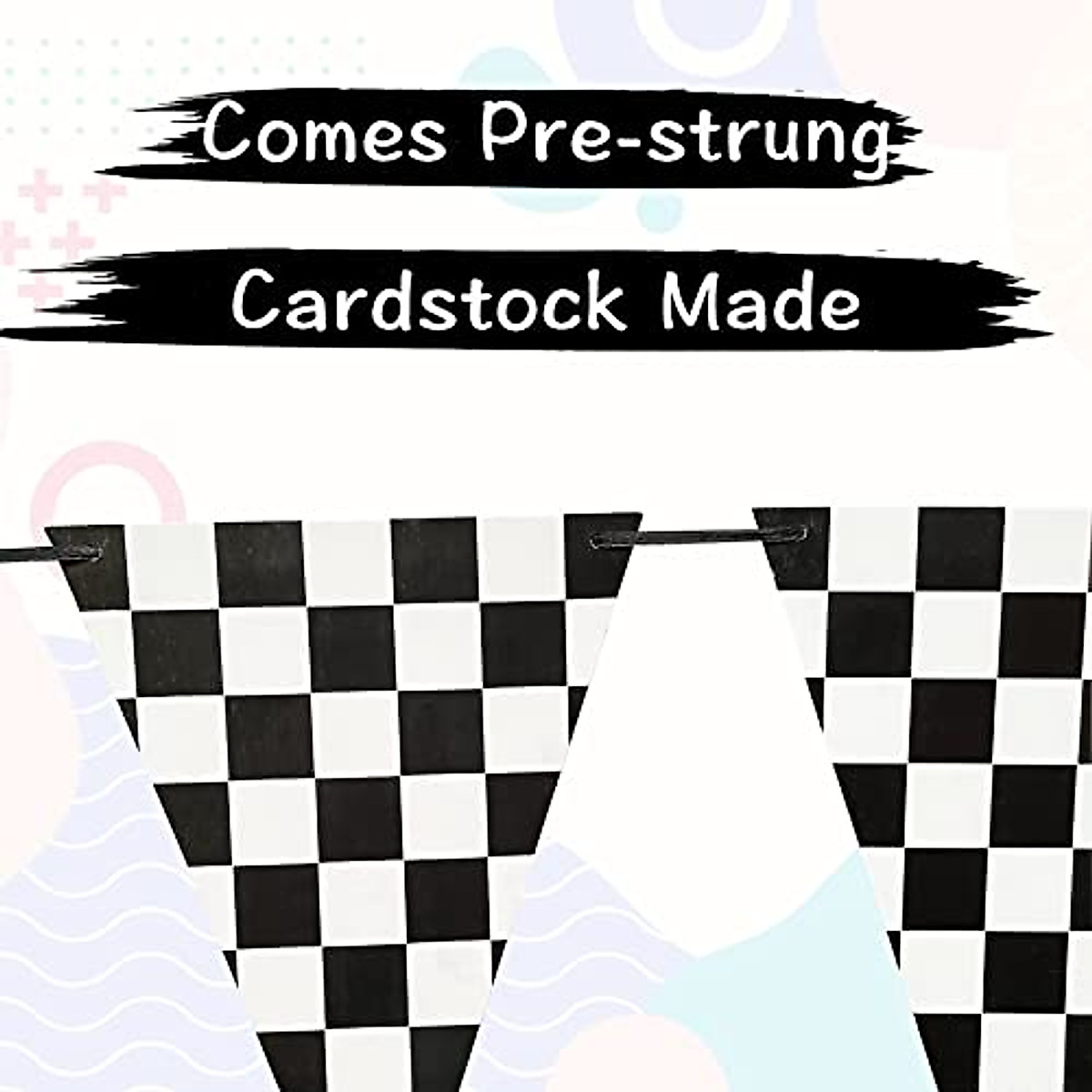 VILIFEVER 2 Pieces Black and White Checkered Flags Banner, Double Sided Checkered Pennant Banner for Racing Party Decorations Race Car Baby Shower Birthday Party Supplies