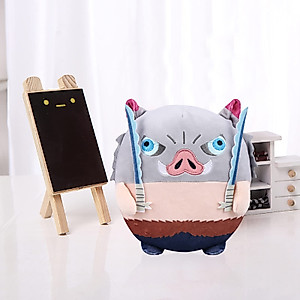 ZIFUNMUR Anime Plush Doll Toy Tanjirou Nezuko Stuffed Plushie Figures Keychain Decoration Kids Gifts Halloween Cosplay Props (Hashibira Inosuke, 20cm/7.87inch)