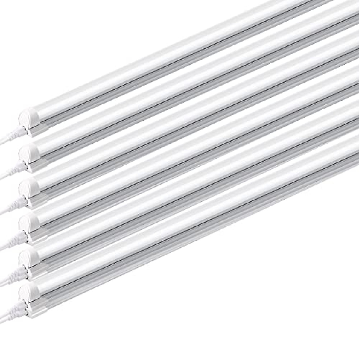 Barrina 8ft LED Shop Light, 44w 4500lm 6500K, V Shape Frosted Cover LED Shop Light 8ft, Linkable LED Garage Light, T8 LED Light Fixture for Garage Ceiling Plug and Play (Pack of 6)