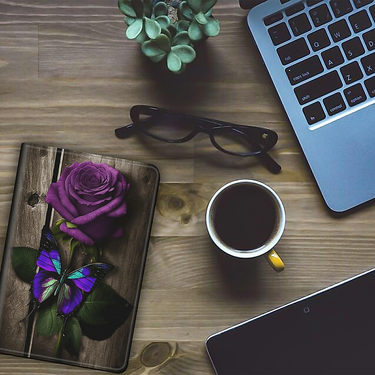 Case for Samsung Galaxy Tab S6 Lite 10.4 inch 2020 SM-P610/P615，Spsun Lightweight Smart Shell PU Leather Adjustable Stand Protective Cover with Auto Wake/Sleep Feature - Purple Rose & Butterfly