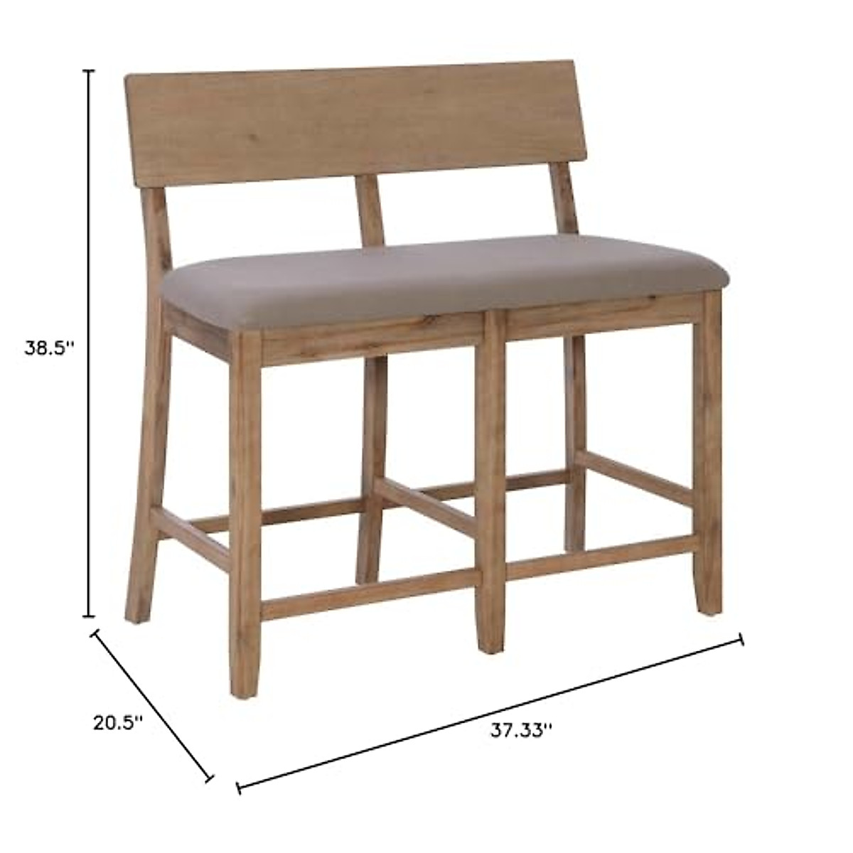 Linon Jorissen Counter Height Bench Gray Wash