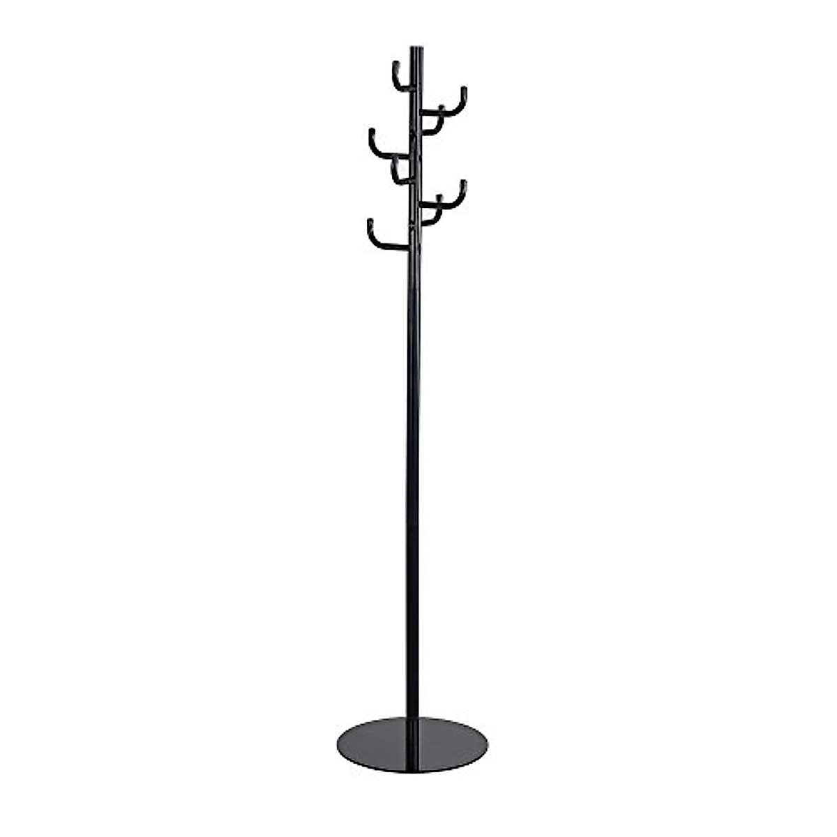 Safco Products 4241BL Hook Head Coat Rack with 8 Rounded Edge Hooks and Wood Accents, Durable Black Powder Coat Finish
