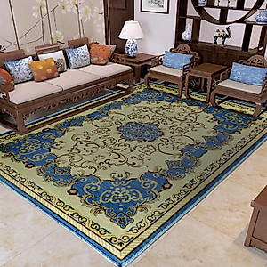 QUMOX 9'10"x6'6" European Palace Vintage Area Rug, Machine Washable, Non-Slip, Perfect for Living Room and Bedroom