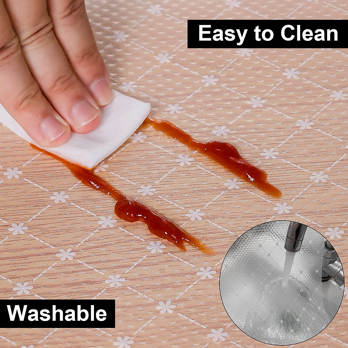 Cooyes Shelf Liners for Kitchen Cabinets, Non-Adhesive EVA Drawer Liner, Non-Slip Washable Cabinet Liner, Easy to Use Shelf Liners for Kitchen, Shelves, Refrigerator, Drawers, Desks