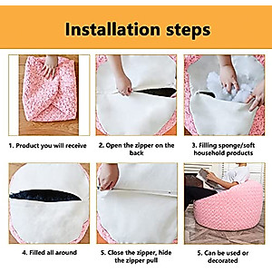 Storage Bean Bag Chair Cover (No Filler) Zipper Bean Bag Chair Cover Living Room Furniture 31x20 Inch Soft Washable Plush Fiber Adult Beanbag Chair Fuzzy Fur Cover No Filling (Pink)