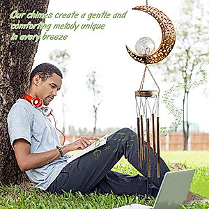 Moon Wind Chimes, Solar Wind Chimes Outdoor, Mothers Gifts, Gifts for Mom, Gifts for Women, Gifts for Grandma, Garden Courty ard Lawn Decor, Thanksgiving Gifts, Moon Decor