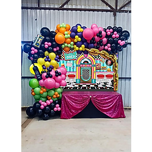 Avezano 50s Retro Diner Party Backdrop 50s Retro Rock and Roll Diner Classic Party Decoration Banner 1950s Sock Hop Party Decor 70.8 x 43.3 Inch