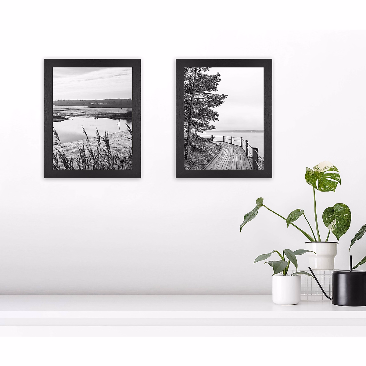 MCS Studio Gallery 11x14 Picture Frame Black Woodgrain, Rectangle Photo Frame for Photos, Posters & Art Prints (2-Pack)