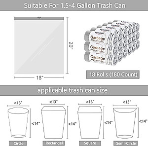 ELPHECO 2.5 Gallon Trash Bags │ 15 Liters Drawstring Garbage Bags │ Small Trash Bags For Bathroom Office Living Room Use │ Suitable For 1.5-4 Gallon Trash Can │ 18"×20" │ 180 Count / 18 Rolls │ A