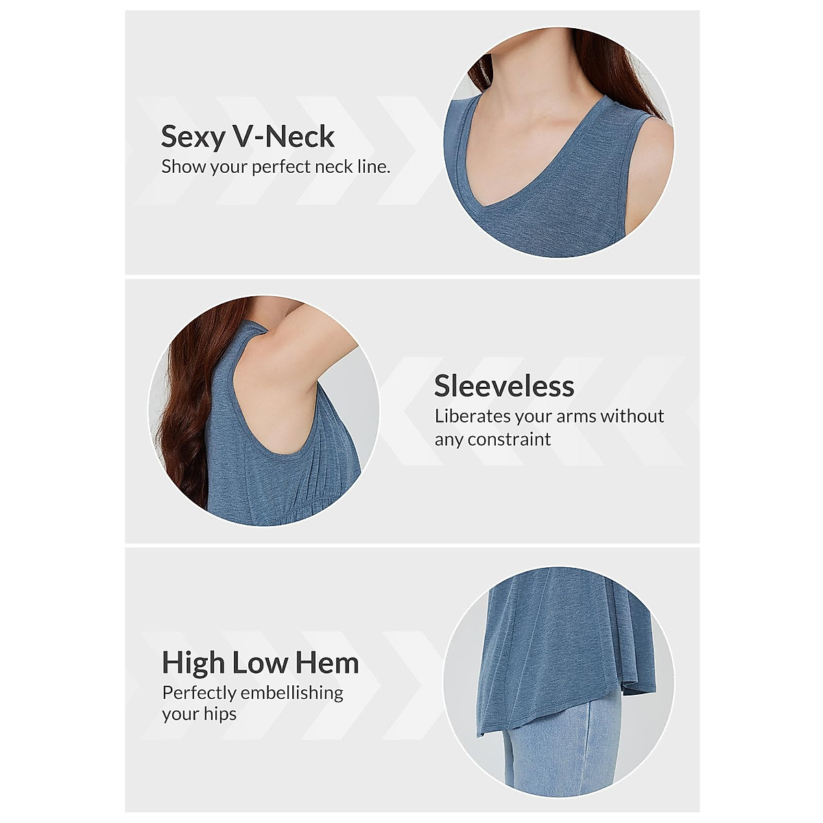 baleaf Women's Workout Tank Tops Sleeveless V-Neck Tunic Long Loose Fit Camis Flowy Yoga T-Shirts Cute Tee for Casual Summer Teal Blue XL