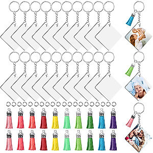 Modacraft Sublimation Keychain Blanks, 80Pcs Sublimation Keychain Making Kit with Square Heat Transfer Blanks, Tassels, Keychain Rings, Jump Rings for Keychain Project Thanksgiving Christmas Gift