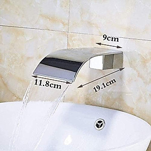 Kitchen Taps Faucet Brushed Nickel Waterfall Bathroom Faucet Wall Mount Dual Hole Bathroom Bathtub Mixer Tap Single Handle Brass Hot Cold Water Faucet