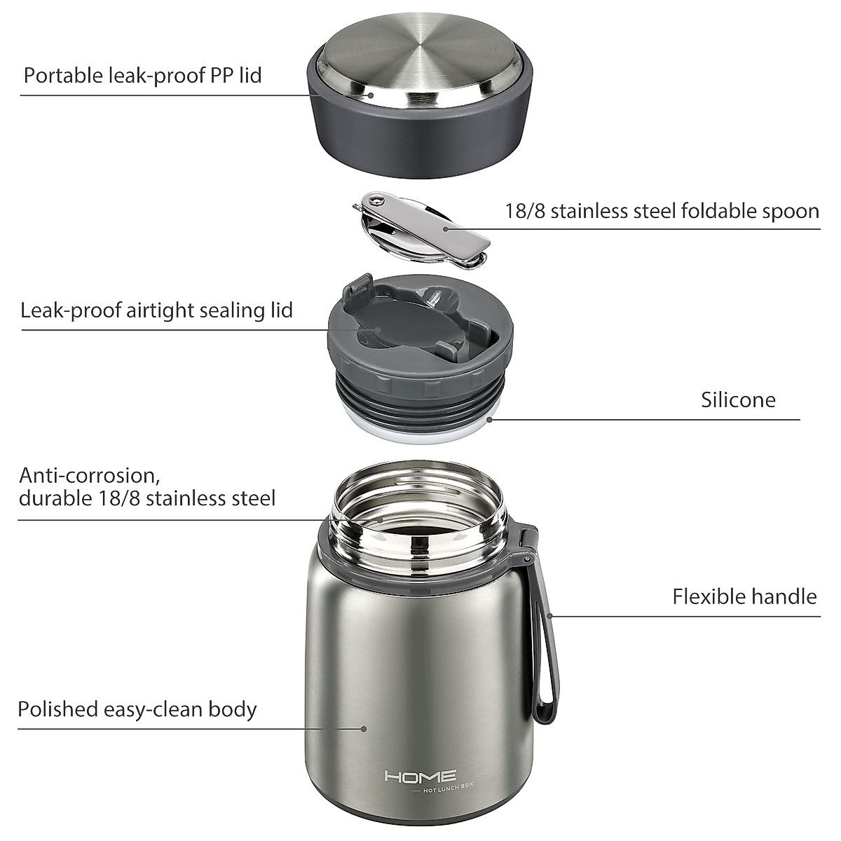 2 Pack Insulated Food Jar Thermos For Hot Food For Adults Kids(18oz,27oz), Lunch Box Stainless Steel Vacuum Soup Thermos Container Flask Keep Hot Cold With Spoon