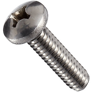 Small Parts Stainless Steel Machine Screw, Plain Finish, Pan Head, Phillips Drive, Meets ASME B18.6.3, 1/4" Length, Fully Threaded, #3-48 Threads (Pack of 100)