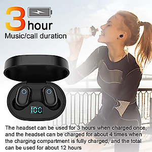 SLuB Wireless Earbuds, Bluetooth 5.0 Wireless Automatic Pairing Earphones,TWS Left and Right Separation Earbuds, Remaining Power Display (with Charging Box)（Black）