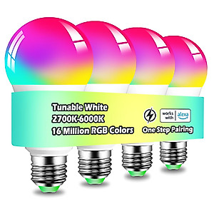 MELPO Smart Light Bulbs, 1300LM Color Changing Light Bulb, 16 Million Colors, Tunable White Alexa Light Bulbs, Music Sync, DIY Flash, Timing, A19 E26 Smart Bulbs, 130W Equivalent, No WiFi Required.