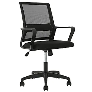 PayLessHere Office Chair Computer Chair Ergonomic Mesh Chair Mid-Back Home Office Swivel Chair Modern Desk Chair with Wheels Armrests Lumbar Support (Black)