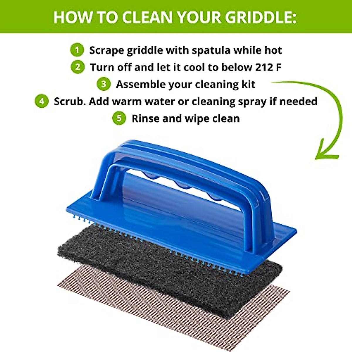 CUSINIUM 31-piece Griddle Cleaning Kit: 1 Grill Screen Holder, 20 Grill Screens, 10 Grill Cleaning Pads
