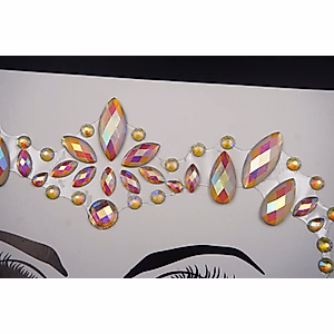 glow in the dark face gems stick on face jewels festival rave outfit mermaid rhinestone diamond pastie fluorescent body glitter jewels halloween face makeup (tp319 around eyes)