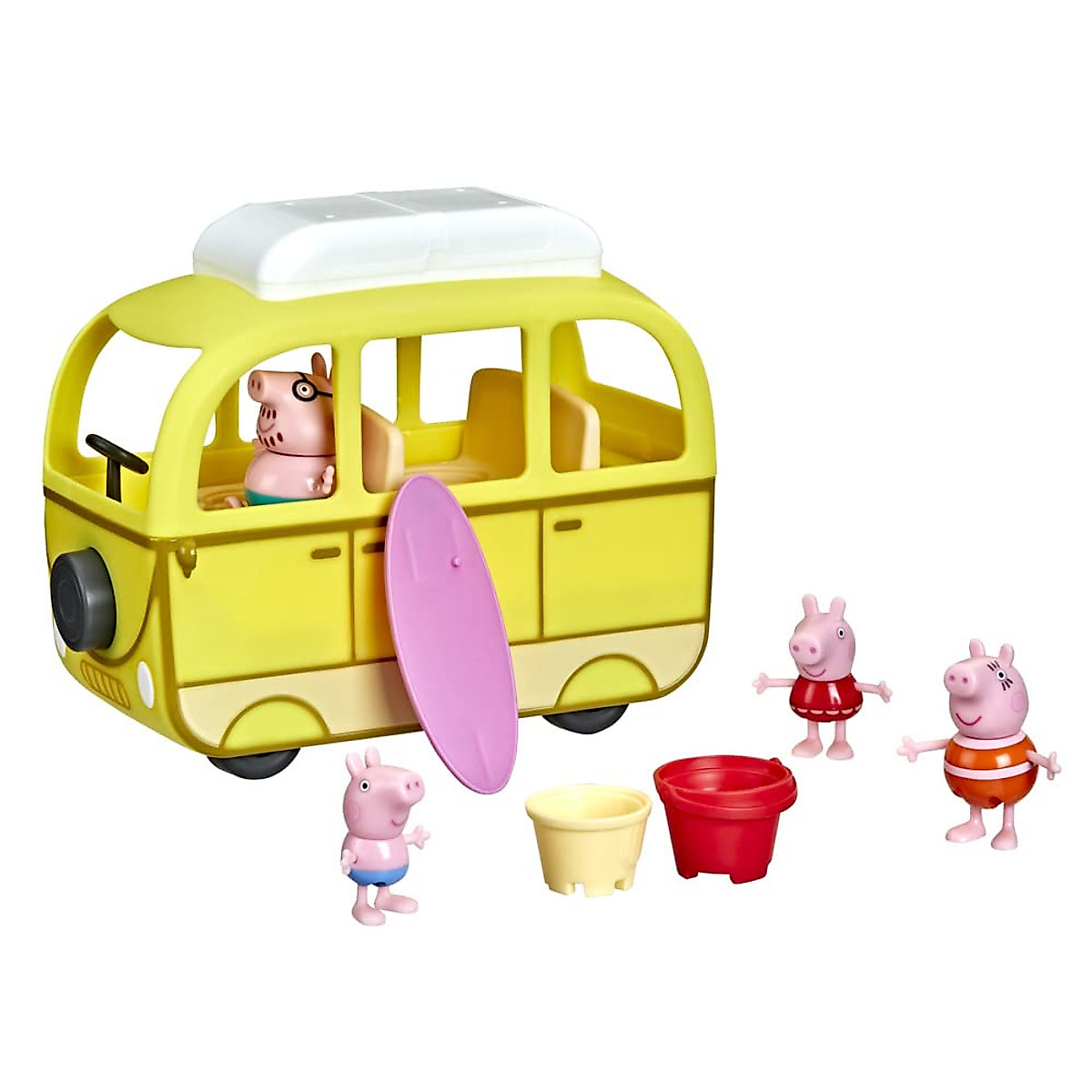 Peppa Pig Peppa's Adventures Beach Campervan, Preschool Toy, 10 Pieces, Working Wheels, 3 Years and Above, Multicolored (F3632FF2)