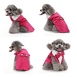 Qinlorgo Pet Formal Clothes, Hook and Closure Rose Red Breathable Hand Wash Soft Dog Suit Costume for Puppy for Party (XS)