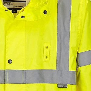 Portwest UH445 Men's Classic Raincoat Waterproof Hi Vis Reflective Long Rain Jacket ANSI Class 3 Yellow, Large