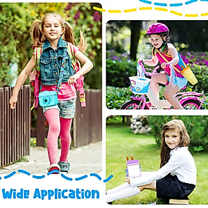 9 Pieces Cute Water Bottles with Straw Camera Ice Cream Bar Watermelon Shaped Adjustable Strap Plastic Water Bottle Leakproof Kawaii Water Bottle Plastic Fruit Water Cups for Kids School Girls Travel