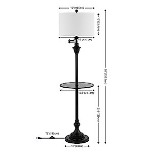 JONATHAN Y JYL3055D Cora 60" Metal/Glass LED Side Table and Floor Lamp, Contemporary,Transitional for Bedroom, Living Room, Office, Kids Room, College Dorm, Bookcase, LED Bulb Included, Black