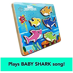Pinkfong Baby Shark Musical Wood Sound Puzzle- Plays Song Baby Shark Toys Toddler Toys Kids Toys Baby Shark Birthday Decorations for Ages 2+