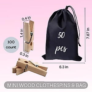 Small Clothes Pin, Mini Clothespins for Crafts,100 PCS Mini Clothes Pins Wooden with Storage Bag,Small Clothes Pins for Photos,Crafts,Hanging Clothes,Baby Shower,Display Artwork