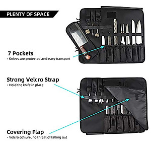 Wessleco Chef Knife Bag(8+ Slots) Roll Up Knife Bag Pouch for Kitchen Utility Tool and Travel Storage (Grey, Pouch Only)