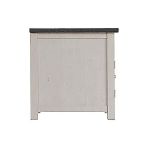 Martin Svensson Home Monterey Chairside Table - White with Grey Top - Coastal Multi-Use Table with Built-in Outlets and Drawers for Bedroom or Living Room