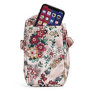 Vera Bradley Women's Recycled Lighten Up Reactive Deluxe Water Bottle Crossbody Sling Bag, Prairie Paisley, One Size