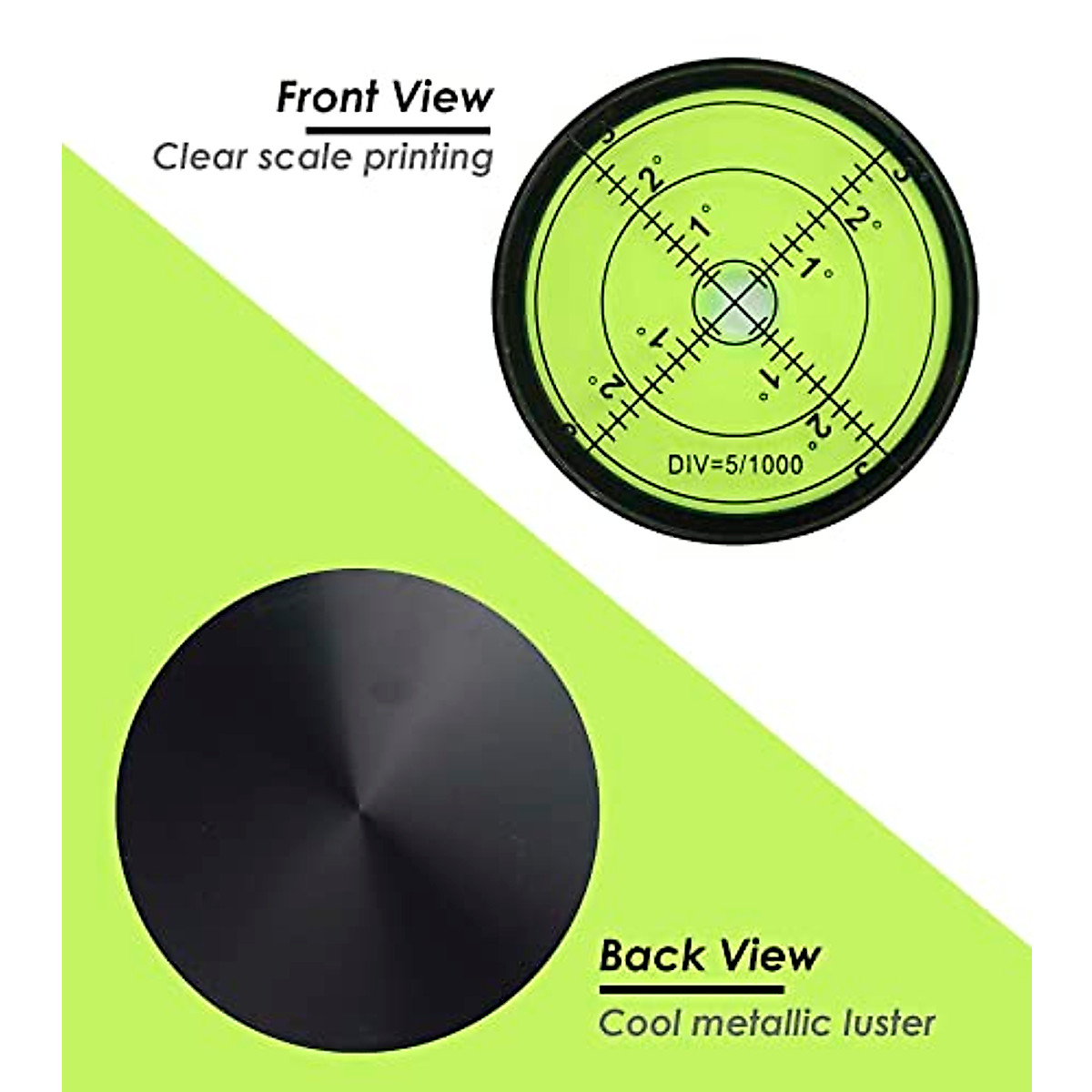 RONGPRO Aluminium High Precision Horizontal Bubble Cardan Level, Bubble Level Tool Circle Round 2.4 Inch 60mm - 2 PCS