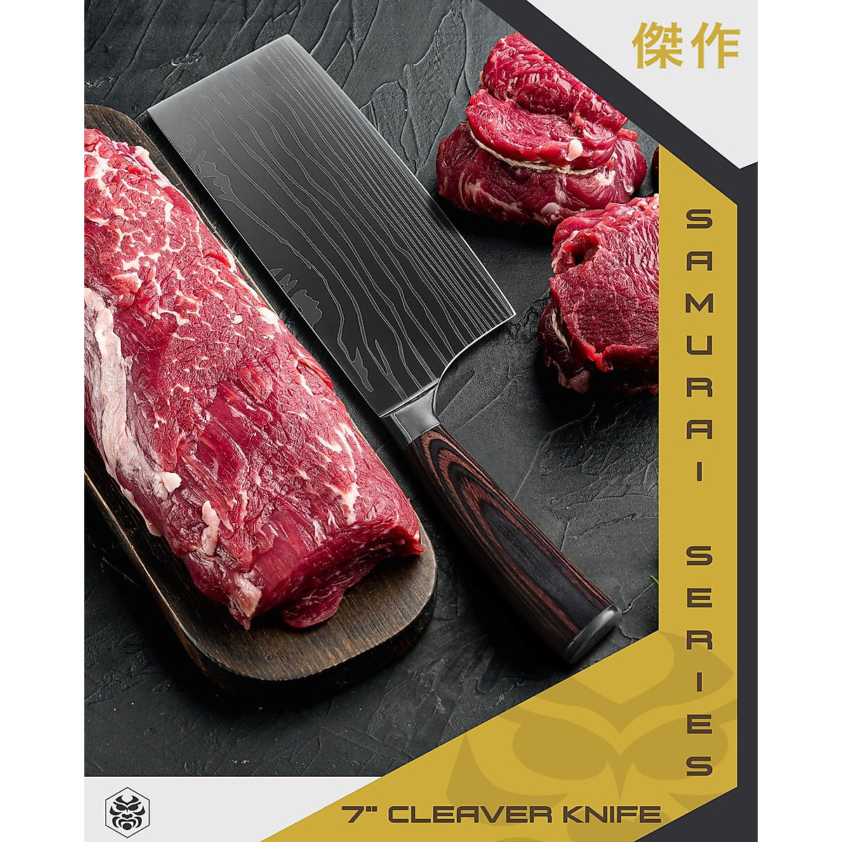 KESSAKU 7-Inch Cleaver Butcher Knife & 6-Inch Boning Knife Set - Dynasty Series - German HC Steel - G10 Full Tang Handle