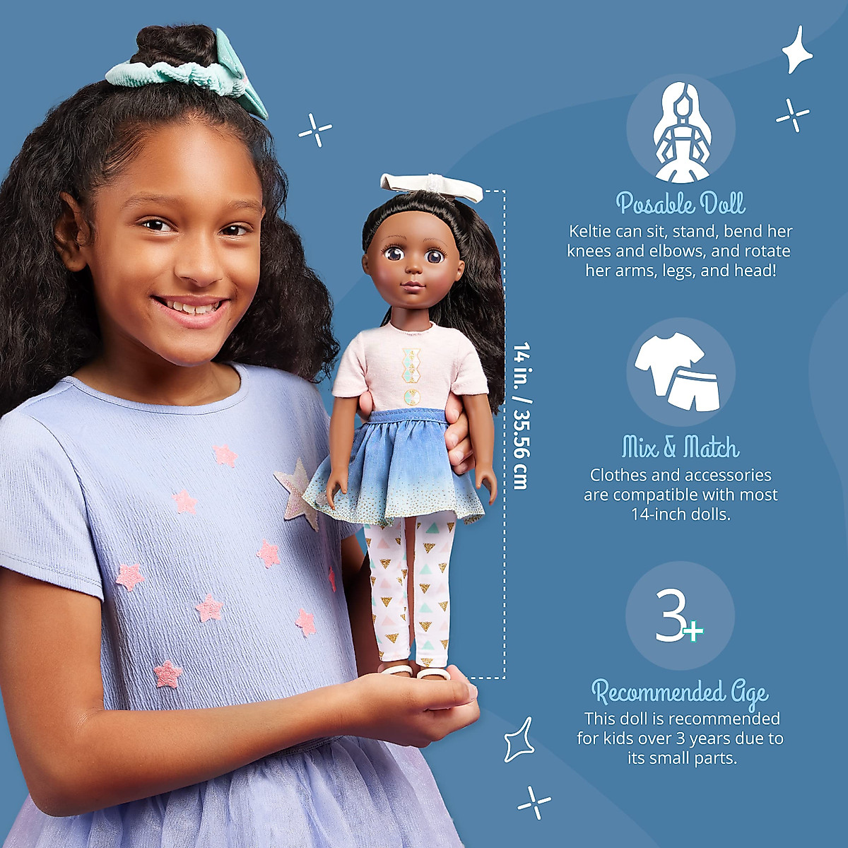 Glitter Girls Keltie 14-Inch Doll, Poseable, Fashion Dolls For 3+ Year Old Girls