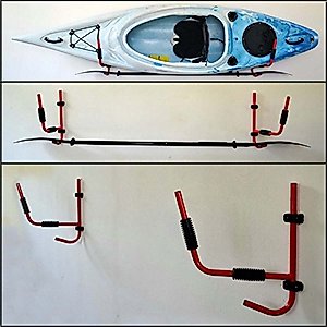 XMT-Moto Kayak Steel Ladder Wall Mount Storage Rack Surfboard Canoe Folding Hanger, Pack of 2