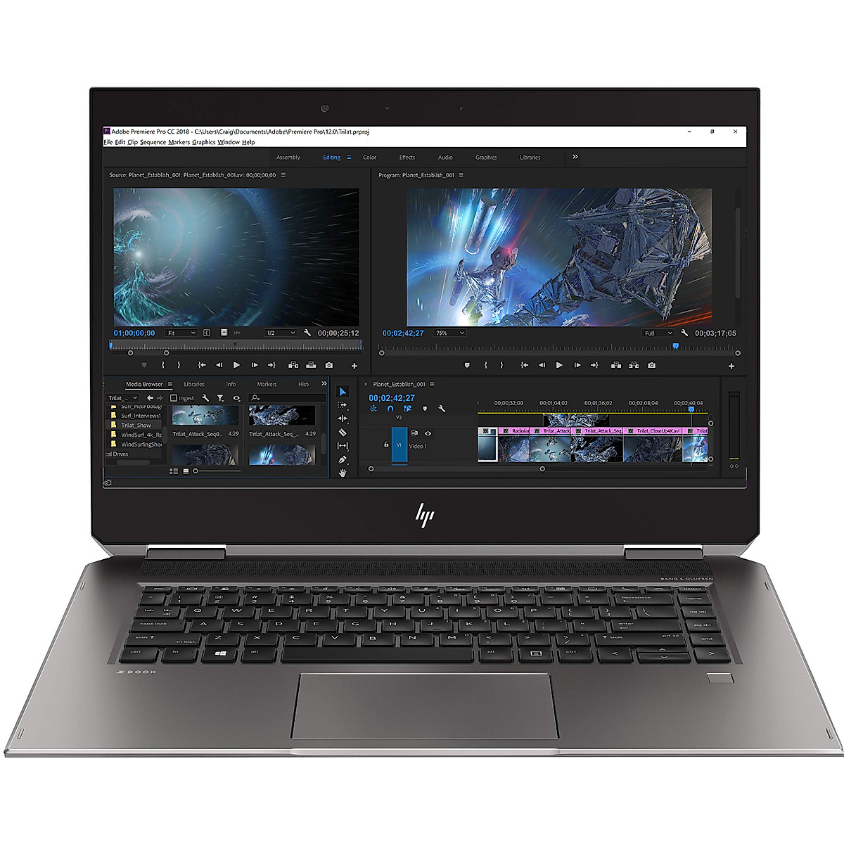 HP Zbook Studio X360 G5 15.6" Touchscreen 2 in 1 Mobile Workstation - Core i7 i7-8750H - 16 GB RAM - 256 GB SSD - Windows 10 Pro - in-Plane Switching (IPS) Technology - English Keyboard