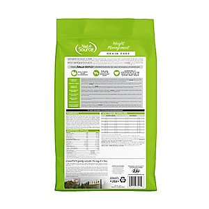 NutriSource Grain Free Dry Dog Food for Weight Management, Turkey, Whitefish Meal and Menhaden Fish Meal, 26LB