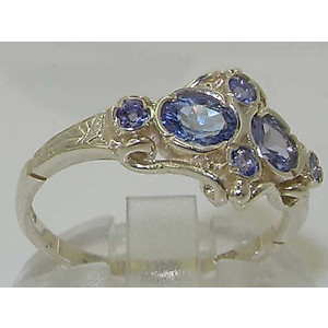 LetsBuyGold 925 Sterling Silver Real Genuine Tanzanite Womens Promise Ring - Size 9