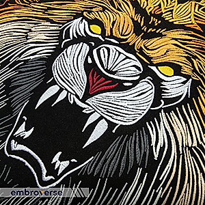 EMBROVERSE Royal Lion Large Back Patch - Golden King Crown - Angry Wild Animal Head - Embroidered Iron On - 11.6 x 15.4 inches