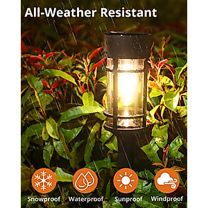 DOESLAG Solar Pathway Lights, 8 Pack Solar Lights Outdoor Waterproof, Glass Solar Landscape Lights Outdoor Garden Lights for Yard Walkway Driveway, Auto On/Off, Easy-to-Install