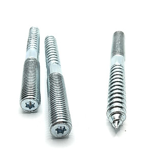 Haozheng Hanger Bolt M12x120 Silvery Double Headed Bolt Self-Tapping Screw with Hexagon for Furniture 8Pcs