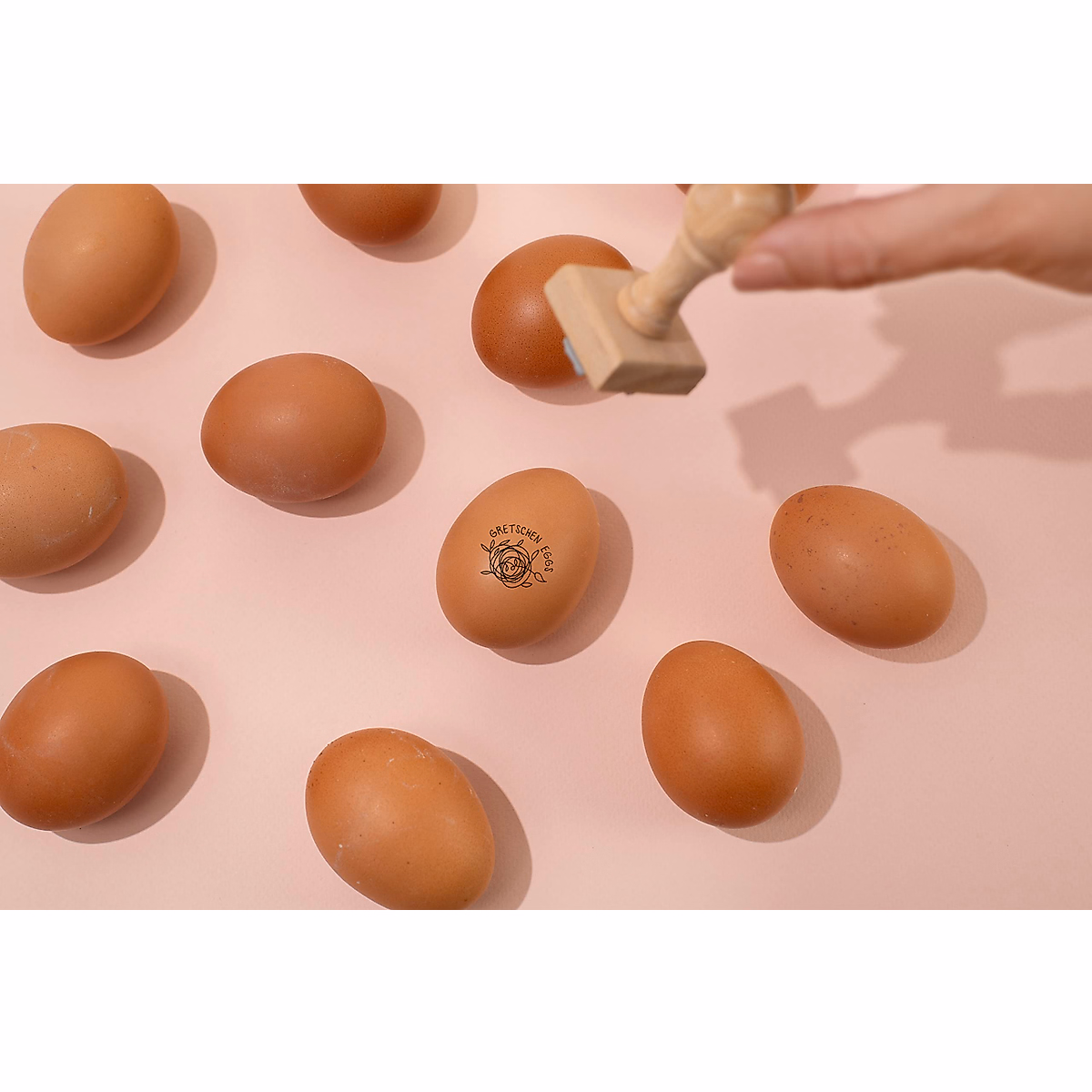 Stamp by Me | Egg Stamp | Chicken Egg Wooden Stamps | Personalized Rubber Stamper for Fresh Eggs | Custom Stamping | Egg Labels | Farm Stamp | Self Inking | Black Ink | Unique Designs| Mini Logo Stamp