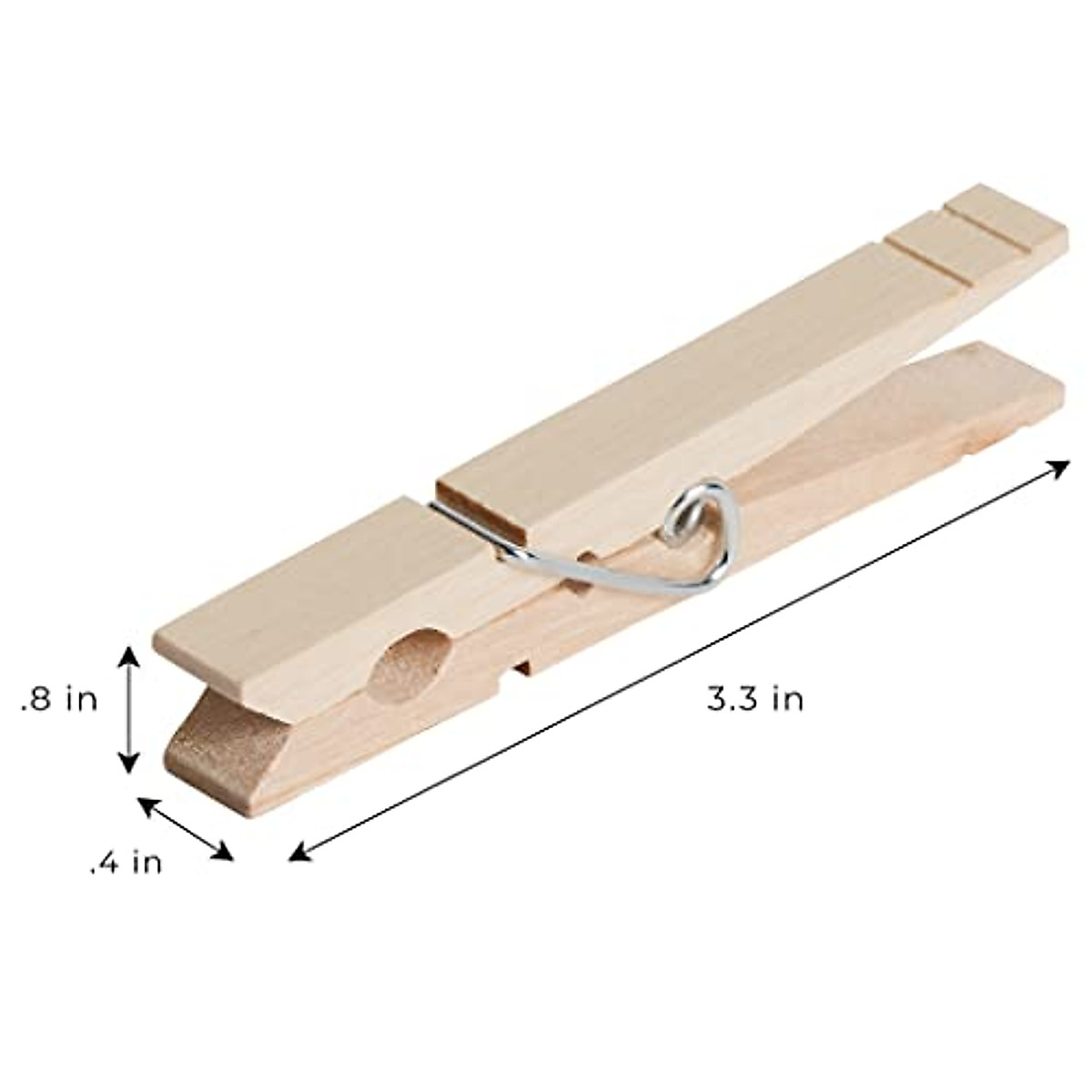 Smart Design 4-Coil Heavy Duty Wooden Clothespins - Non Staining Hardwood Peg Pins - Close Wire Springs - Drying, Hanging, Clothes, Laundry & Linens - Home (3.3 x 0.8 Inch) (18 Pack)