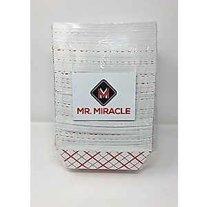Mr Miracle 2.5 Pound Red White Plaid Paper Food Tray with Clear Plastic 4 Ounce Dip Cups. pack of 50 Sets of trays and Cups