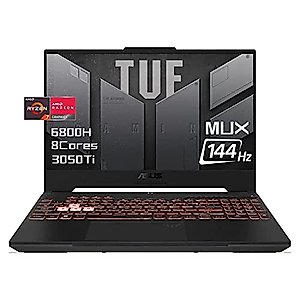 Asus 2022 Newest TUF Gaming A15 15.6'' FHD 144Hz Laptop - AMD Ryzen 7 -6800H -RTX 3050 Ti, DDR5, MUX, RGB Backlit KB, WiFi 6, Gray, Win 11, w/HDMI (32GB RAM
