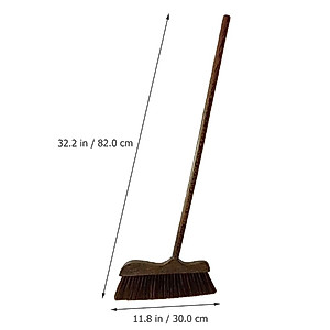 Cabilock Thick Broom Restaurant Cleaning Broom Trash Clean Broom Room Cleaning Broom Pretend Play Broom Portable Cleaning Brush Soft Bristle Broom Manual Wooden Easy to Carry Office Natural